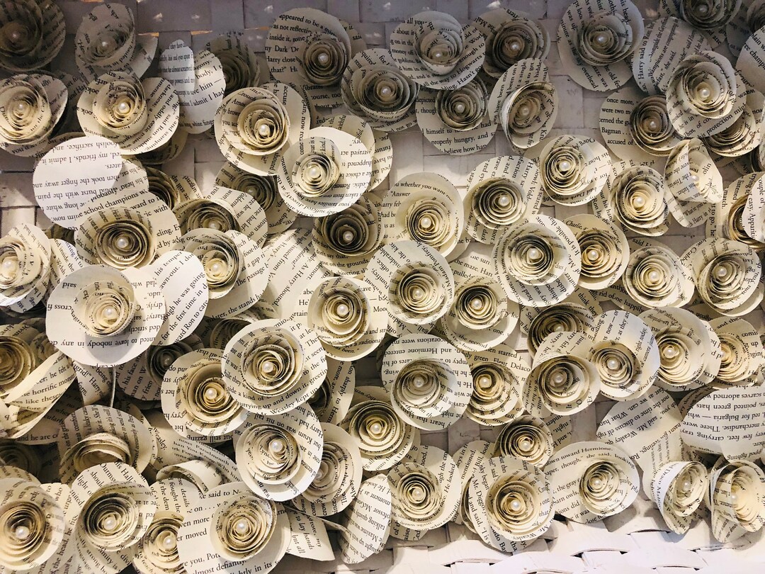 Set of Book Page Roses Book Flowers Book Page Roses Paper Roses Book ...