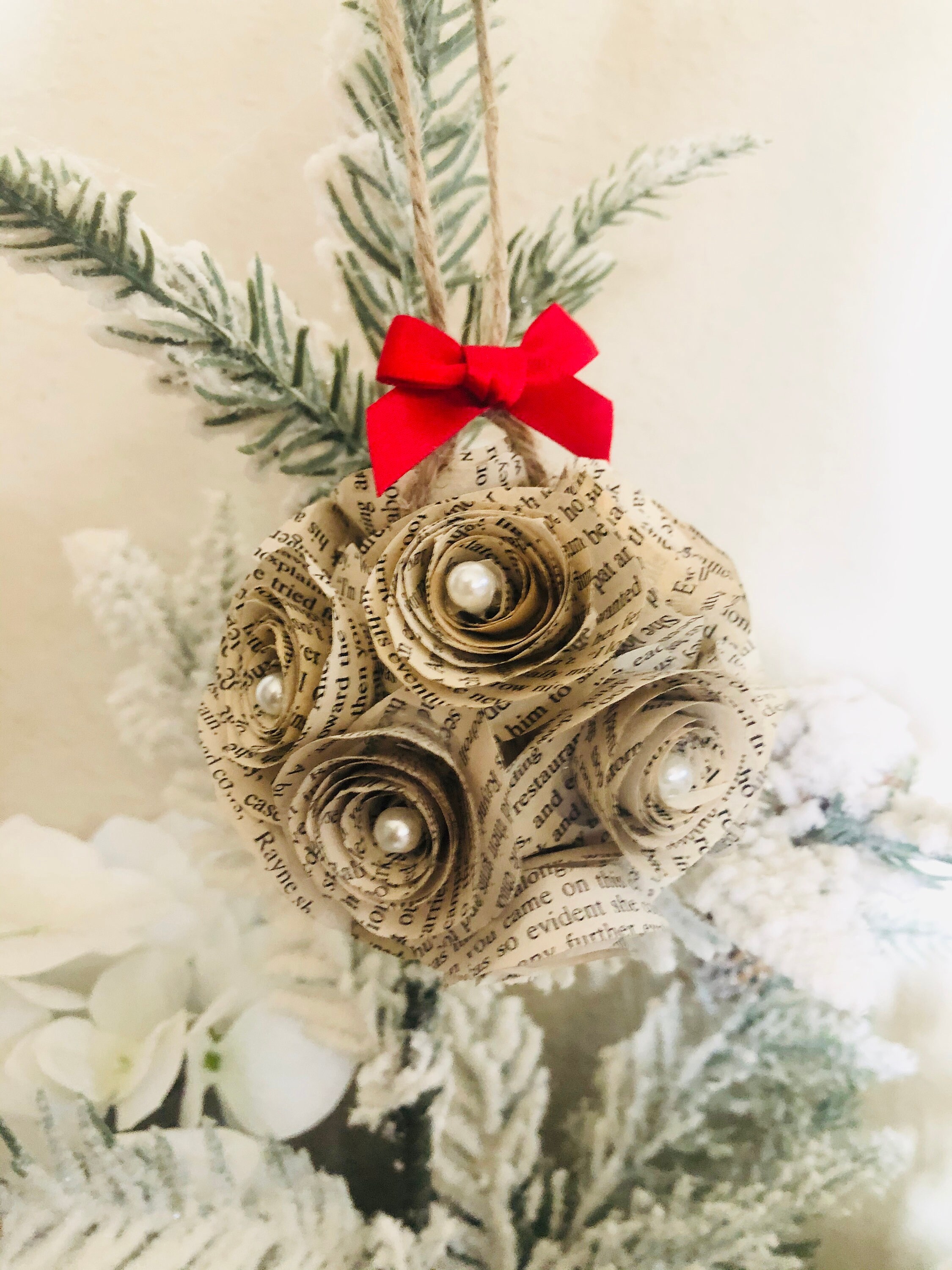 4 book page ornament Christmas decor gift Christmas | Etsy