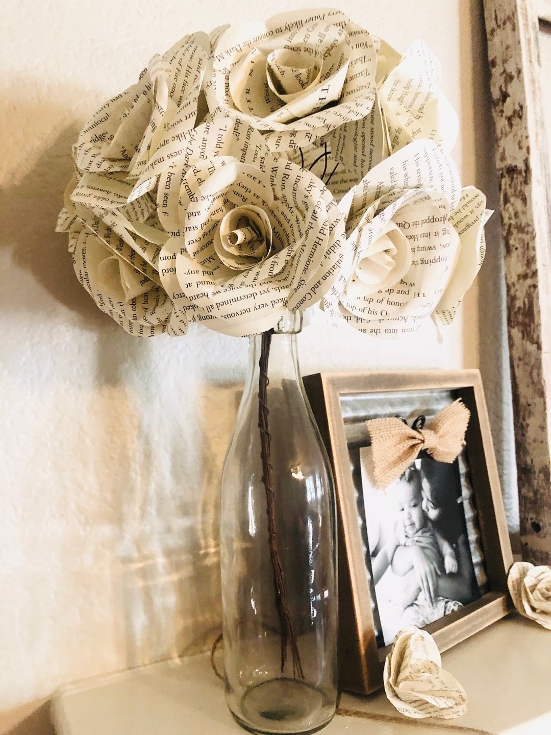 Set of 18 Book Page Roses Book Page Bouquet Book Bouquet Book Page ...