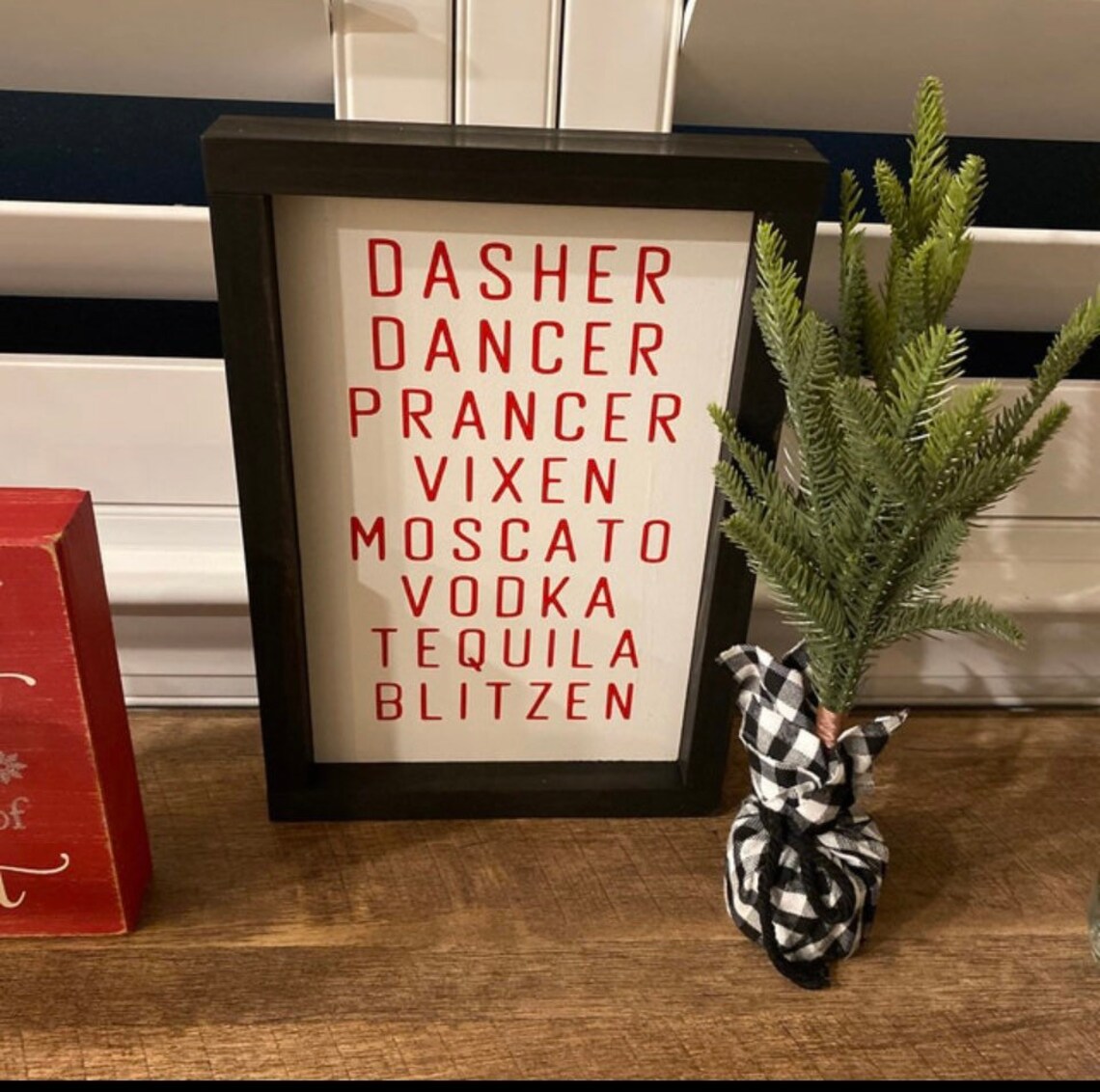 Dasher Dance Prancer Vixen Moscato Vodka Tequila Blitzen Wood - Etsy