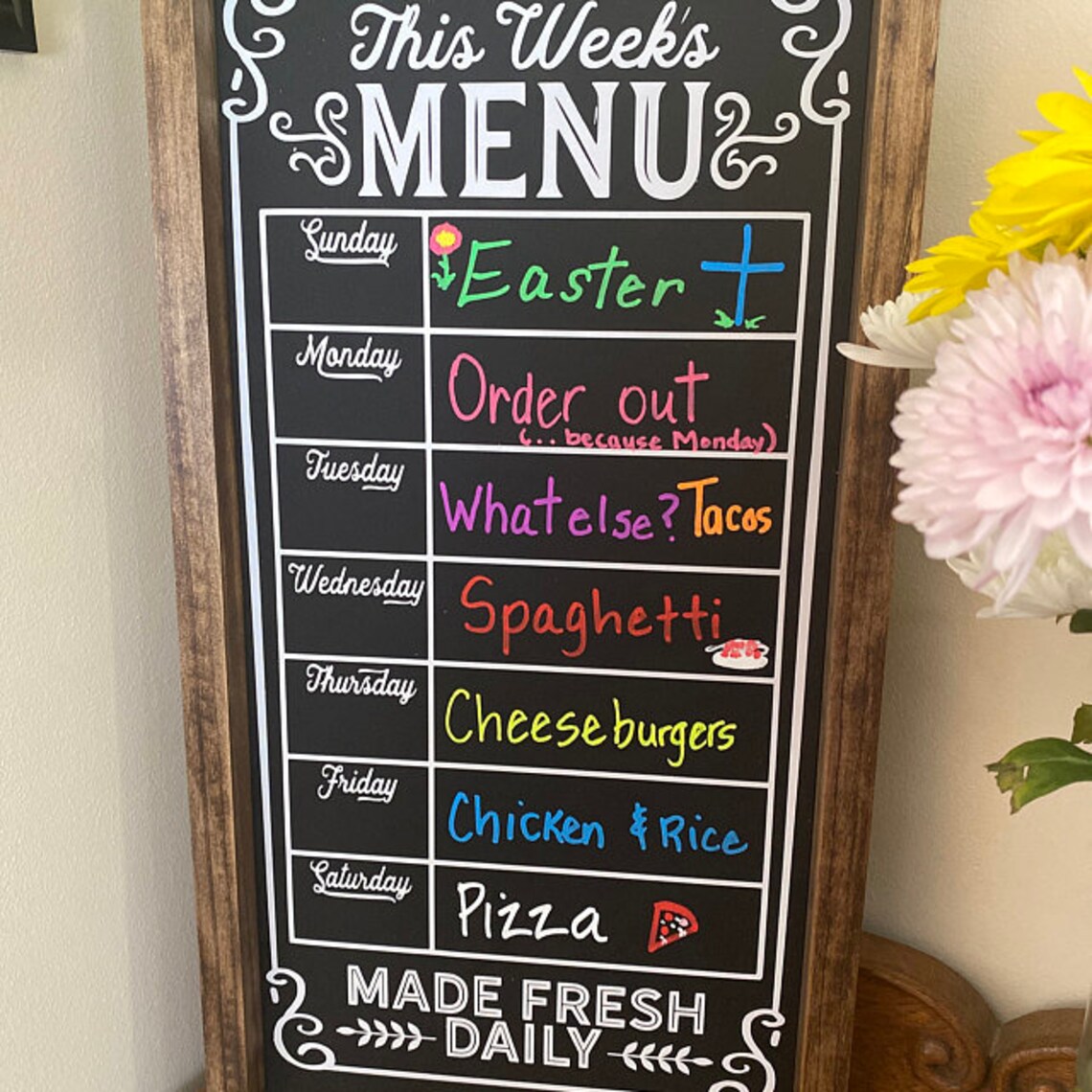 Weekly Menu Chalkboard Farmhouse Decor Kitchen Meal Planner - Etsy