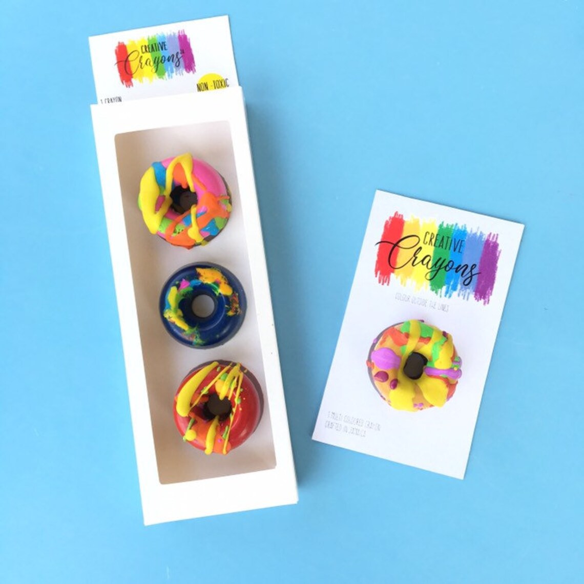 Birthday DONUT CRAYONS Donut Crayon Gift Box Set of 3 Donut Crayon Set ...