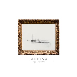 Boats in the Bay | Vintage Nautical Art | Nautical Art | Vintage Sketch ...