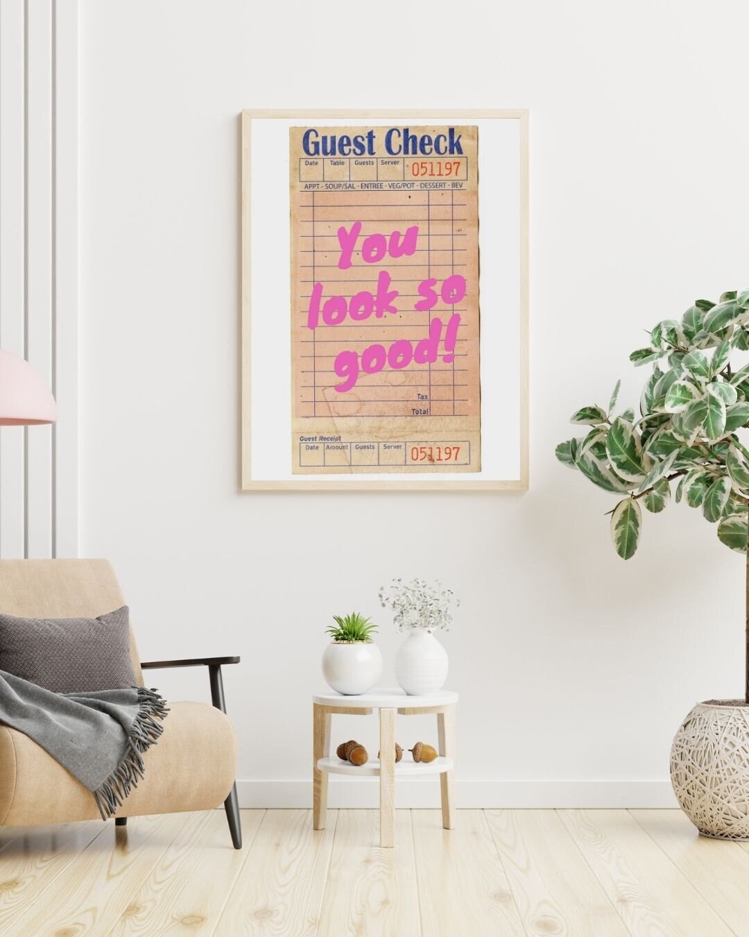 Guest Check Print|guest Check Poster|trendy Wall Art|digital Print Art ...