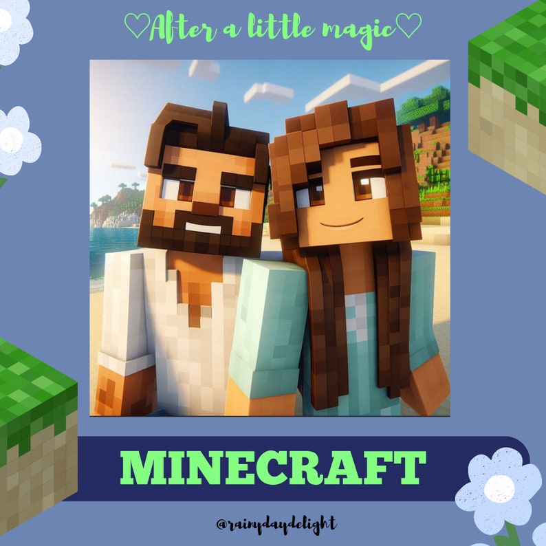 Minecraft Roblox Avatar Portrait Cartoon Character Gift - Etsy