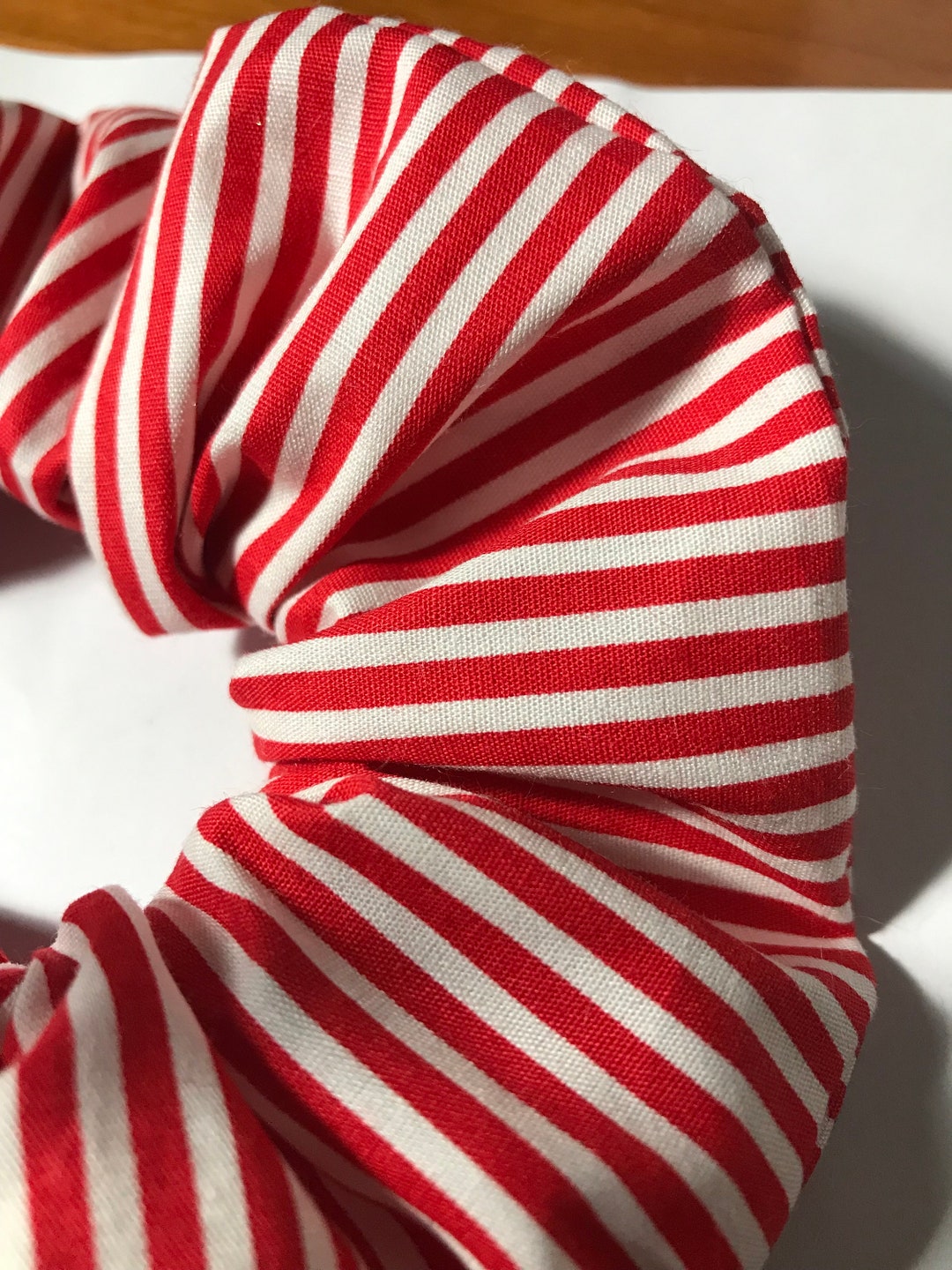 Handmade Hair Scrunchie 100% Cotton Red and White Candy Stripe ...