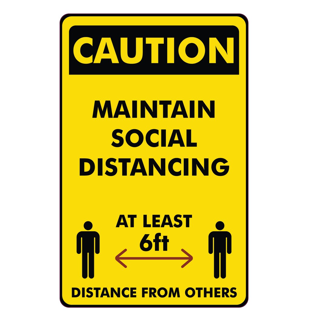 K&Y Maintain Social Distancing at Least 6 Ft Cation Poster for Offices ...