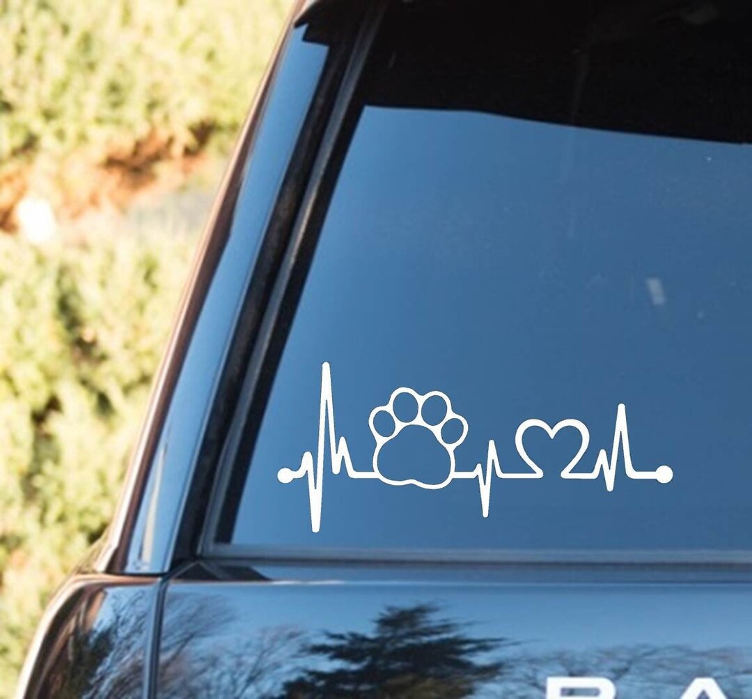 K&Y Decals Pet Paw Heartbeat Lifeline Dog Decal Sticker - Etsy France