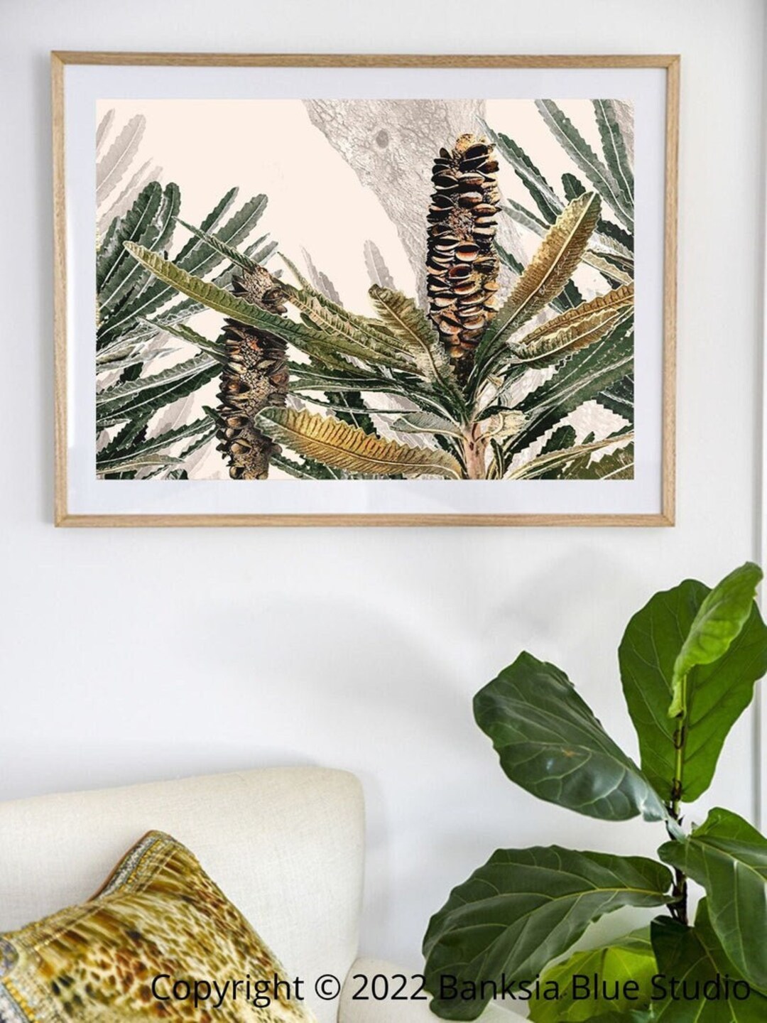 Australian Native Banksia Pod Painting: Sage Green Nature Artwork ...