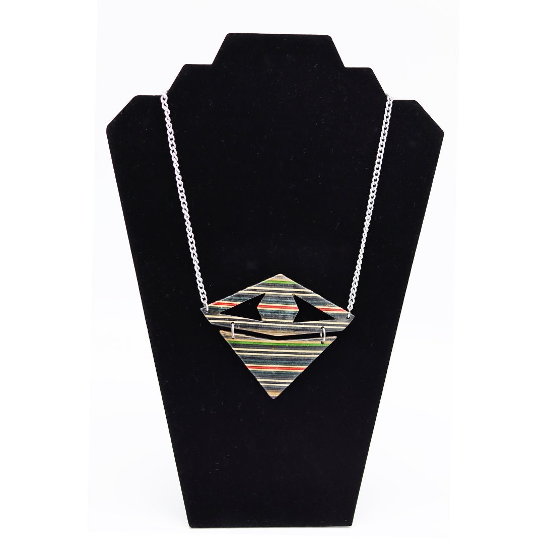 Recycled Skateboards Necklace, Chain, Diamond Necklace, Stainless Steel ...