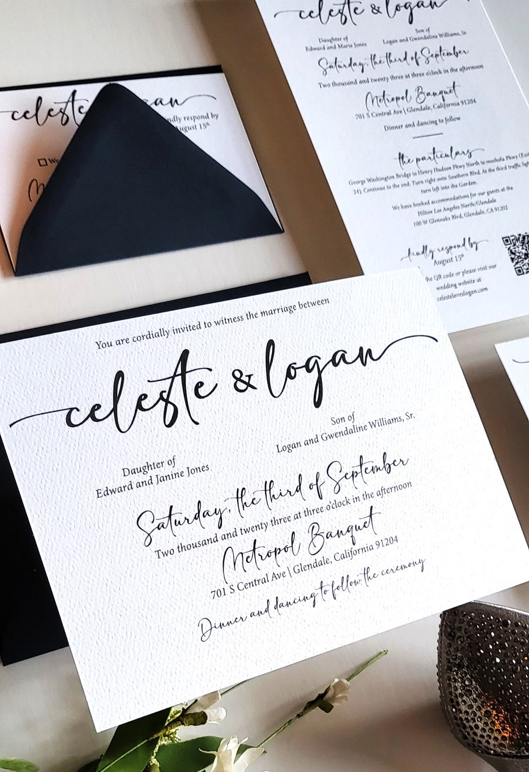 Elegant Simple Modern Wedding Invitation Set - Etsy
