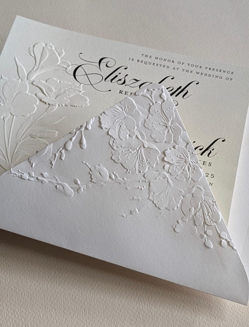 Embossed Event Invitation Envelopes, Wedding Envelopes, Floral Designs ...