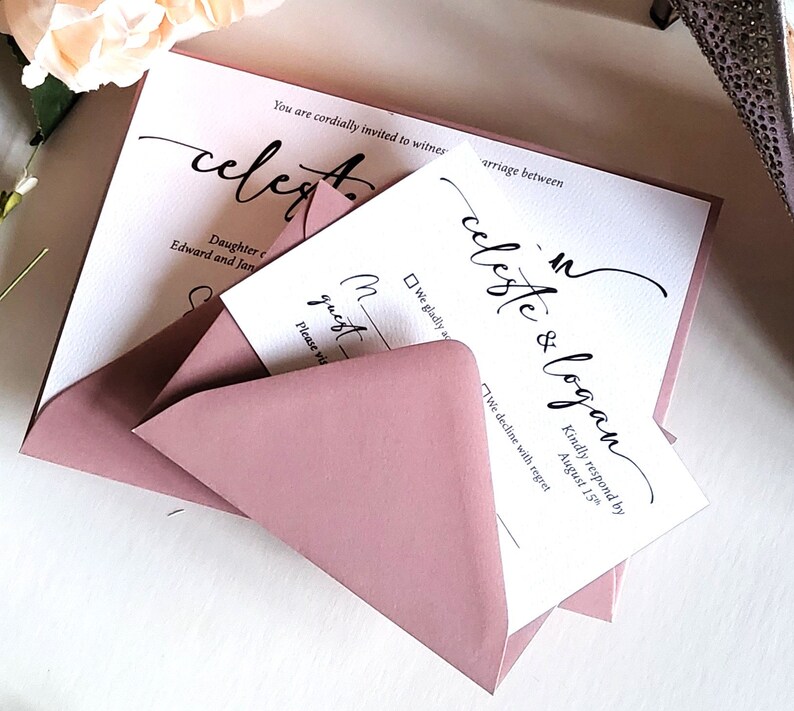 Elegant Simple Modern Wedding Invitation Set - Etsy