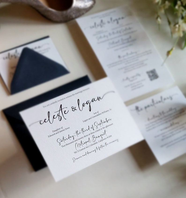 Elegant Simple Modern Wedding Invitation Set - Etsy