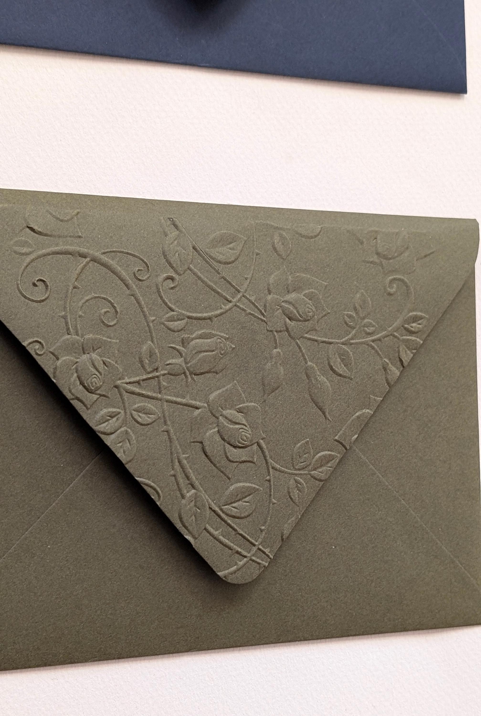 Embossed Event Invitation Envelopes, Wedding Envelopes, Floral Designs ...