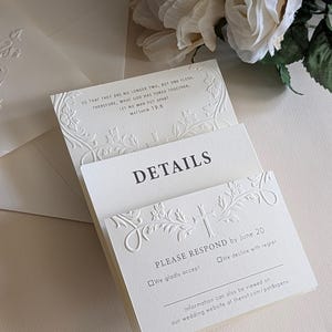 Embossed Floral Cross Wedding Invitation, Modern Religious Design - Etsy