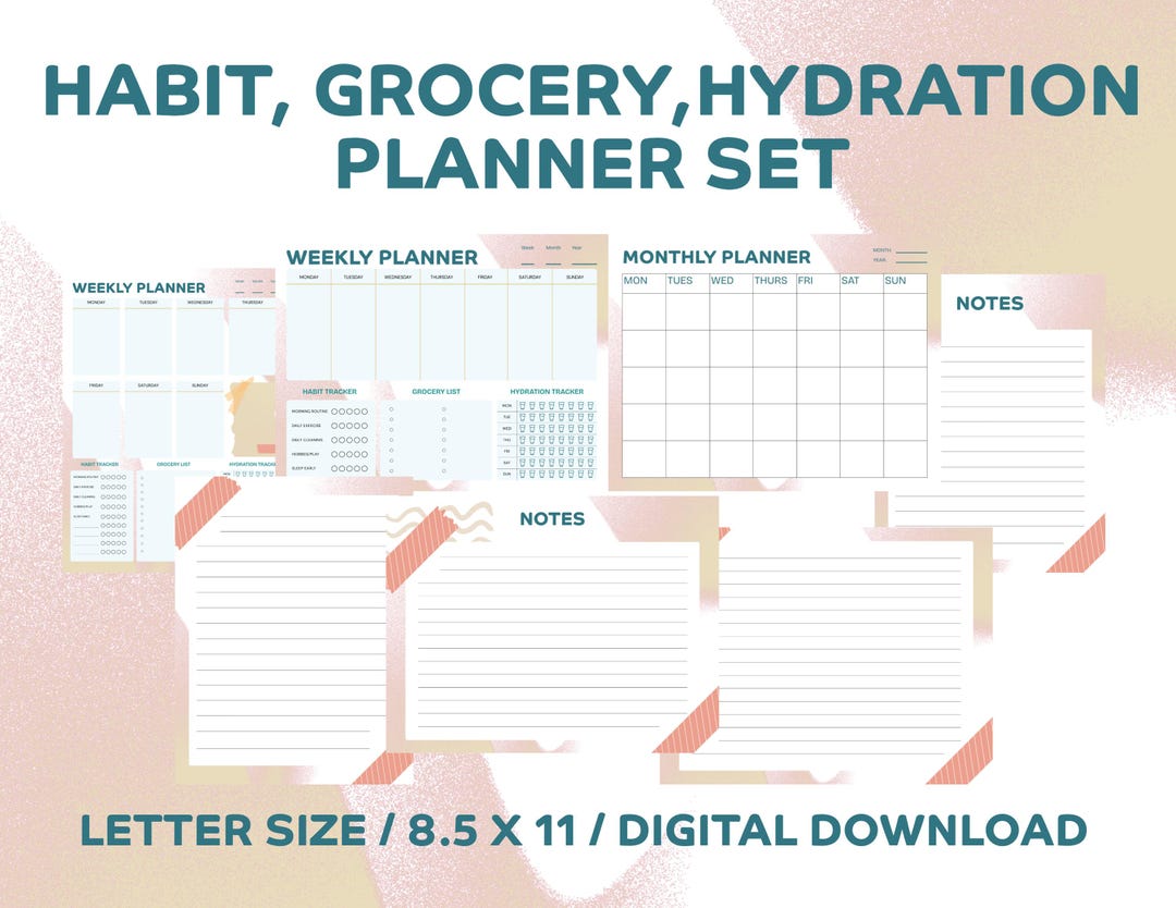 Habit, Grocery, Hydration Tracker | Daily Planner, Weekly Planner ...