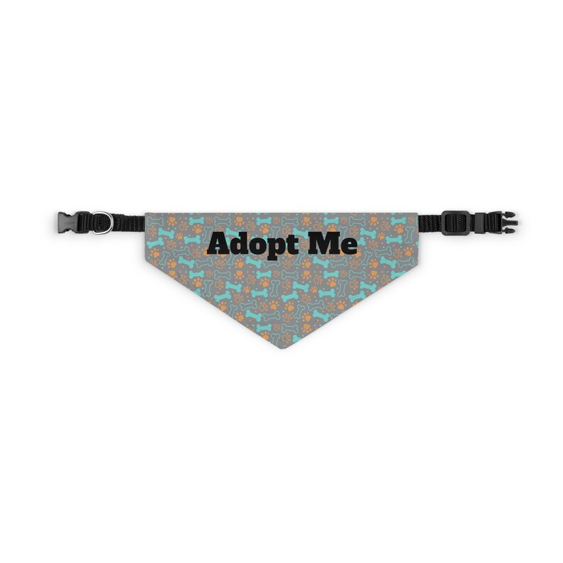 Gray "adopt Me" Pet Bandana Style Collar - Etsy