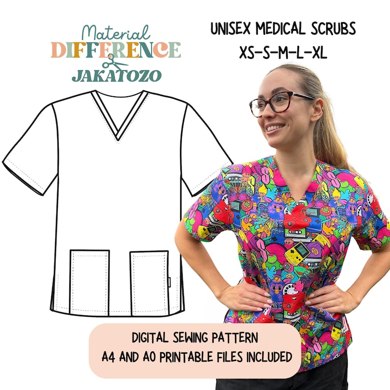 Unisex Scrubs DIGITAL Sewing Pattern With YT Video Tutorial - Etsy