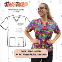 Unisex Scrub Top Sewing Pattern PDF | DIY Medical Uniform | Hospital ...