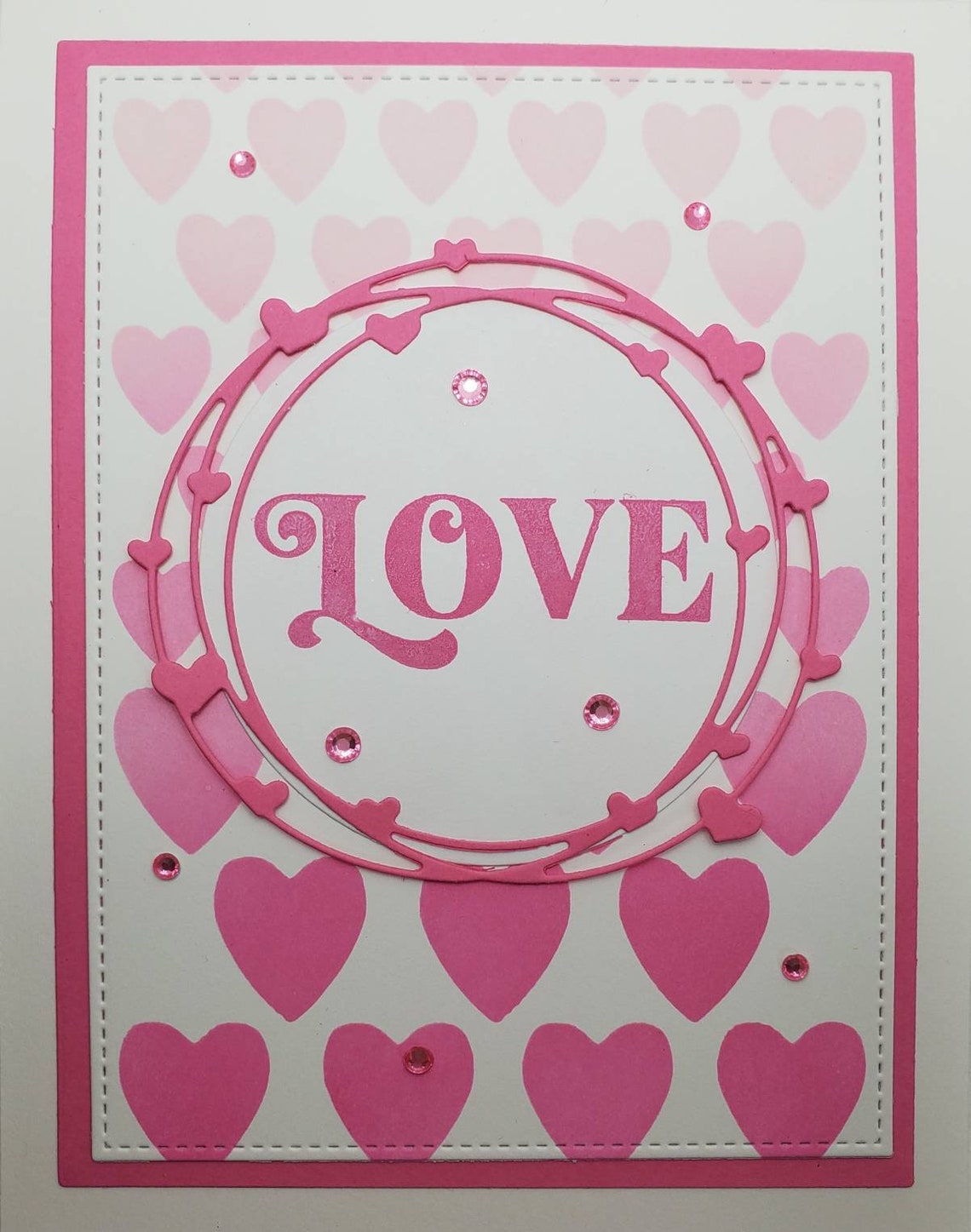 Pink Hearts and Love Valentine Card Handmade - Etsy