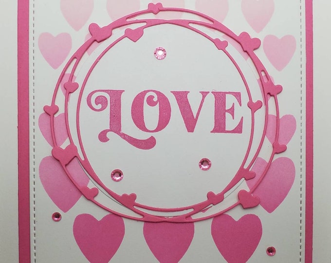Pink Hearts and Love Valentine Card Handmade - Etsy