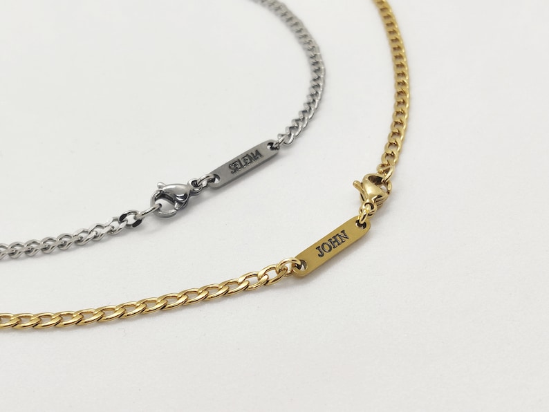 Men Personalized Minimalist Necklace | Silver Gold Name Necklace ...