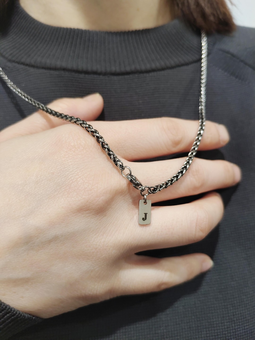 Men Vintage Style Stainless Steel Initial Necklace | Minimalist Dragon ...