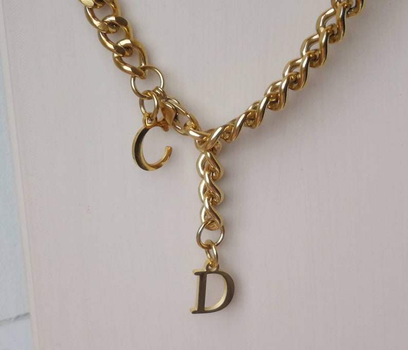 Custom Gold Double Initials Necklace Silver Two Letter Chunky - Etsy