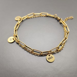 Dainty Double Chain Bracelet Gold Dual Chain Bracelet Minimalist ...