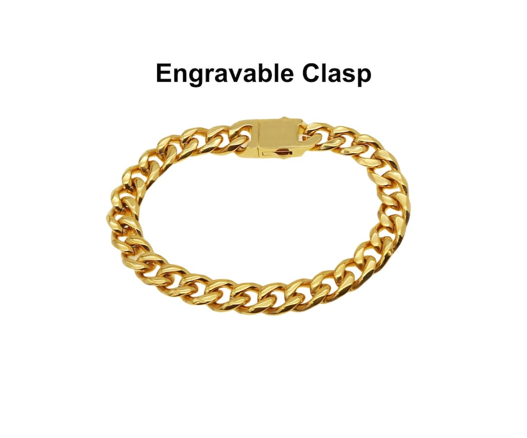 Men's Gold Cuban Link Chain Bracelet | Personalized 5MM 7MM Bracelet ...