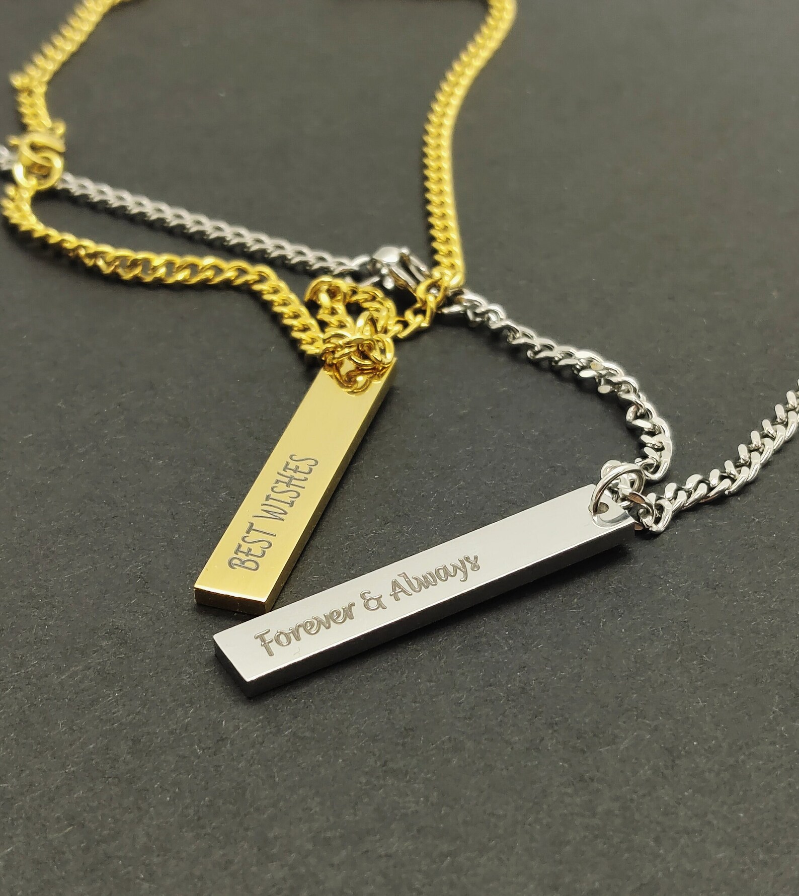 Personalized Rectangle Bar Necklace | Engraved Pendant Necklace for Men ...