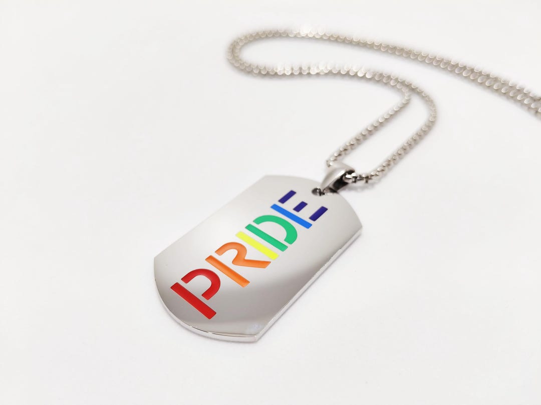 Personalized Stainless Steel Pride Necklace With Engraving | LGBTQ+ Dog ...