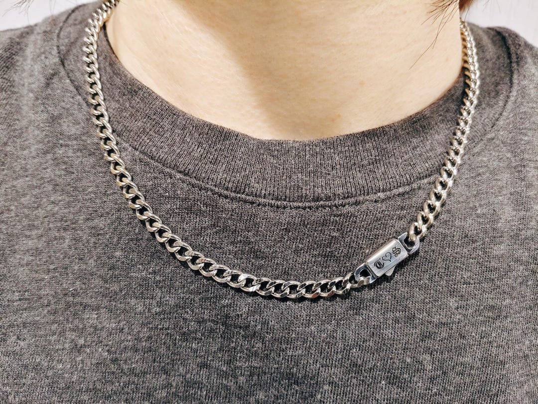 Men's Custom Clasp Cuban Chain | Stainless Steel Engraved Lock Necklace ...