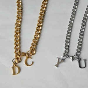 Custom Gold Double Initials Necklace | Silver Two Letter Chunky Cuban ...