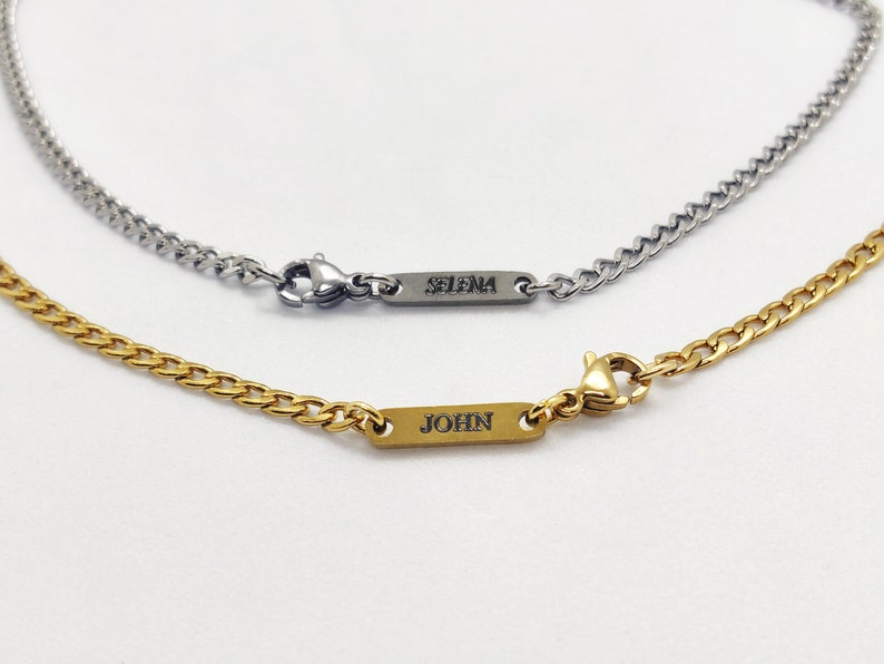 Men Personalized Minimalist Necklace | Silver Gold Name Necklace ...