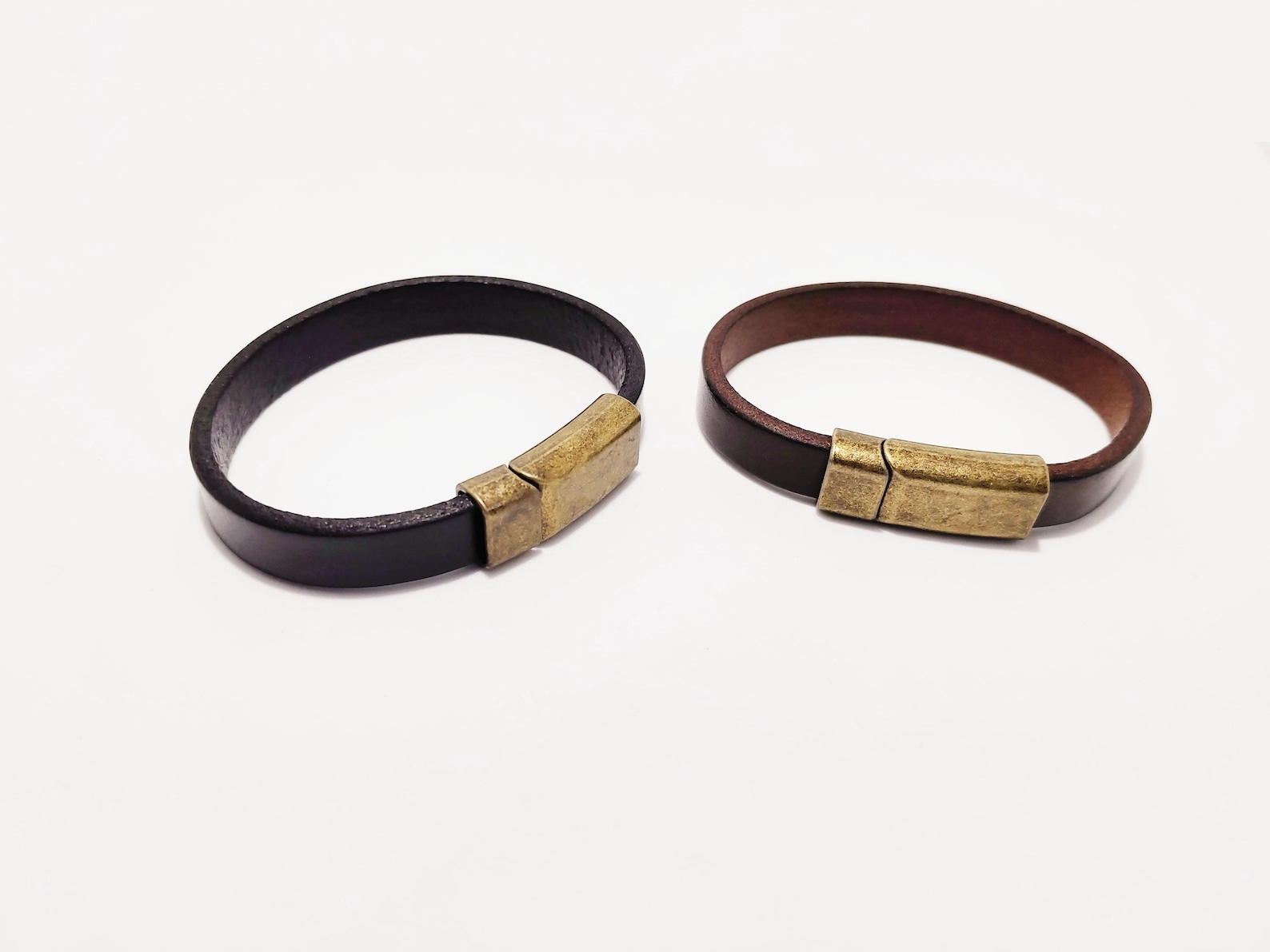Men Leather Bracelet for Men | Brown Black Genuine Leather | Magnatic ...