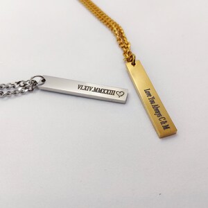 Personalized Rectangle Bar Necklace | Engraved Pendant Necklace for Men ...