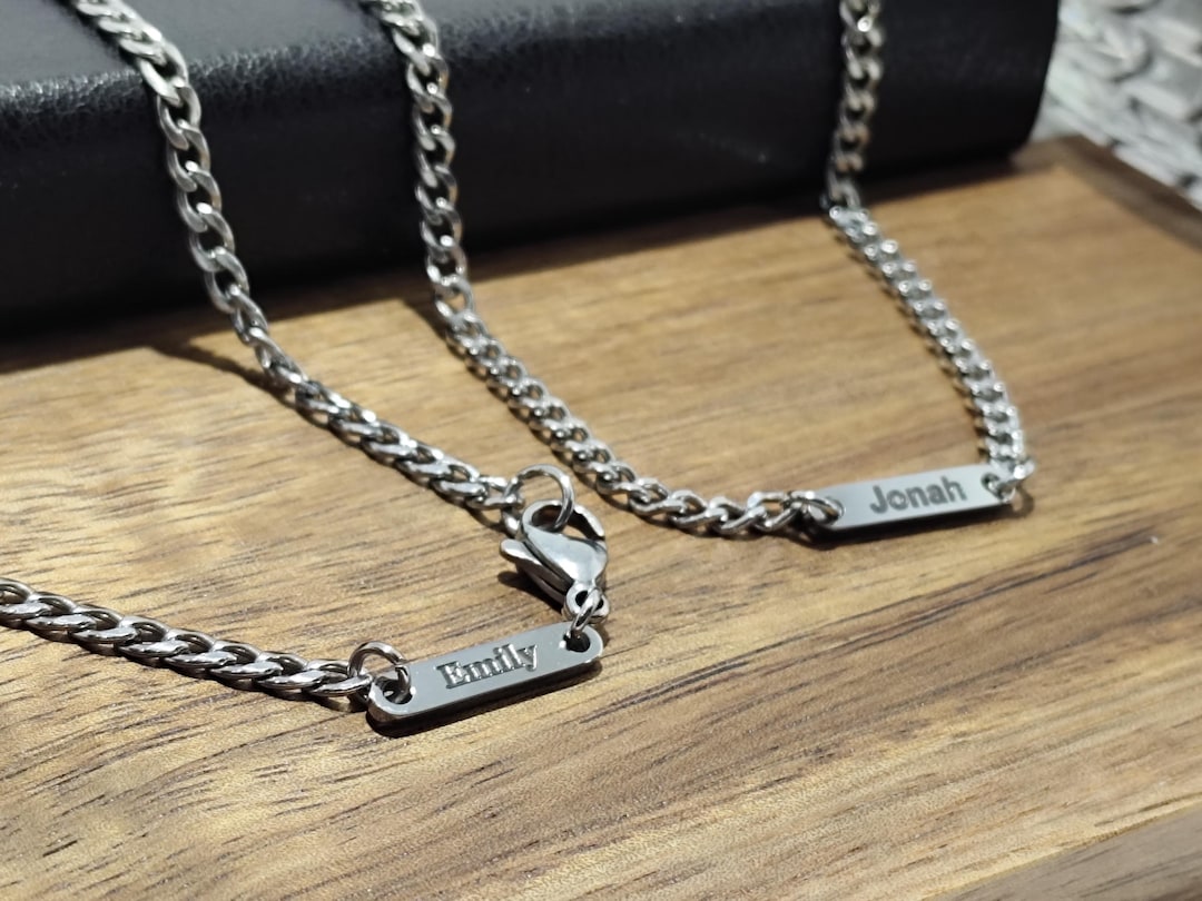 Custom Nameplate Necklace for Men Women | 3mm Stainless Steel Cuban ...