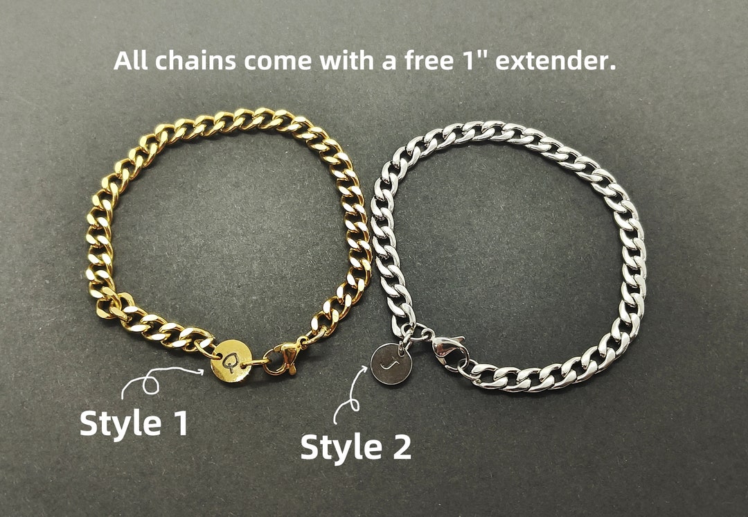 Personalized Curb Chain Bracelet | Silver Gold Engravable Bracelet ...