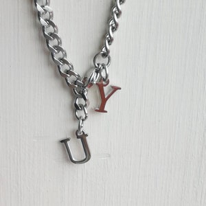 Custom Gold Double Initials Necklace, Silver Two Letter Chunky Cuban ...