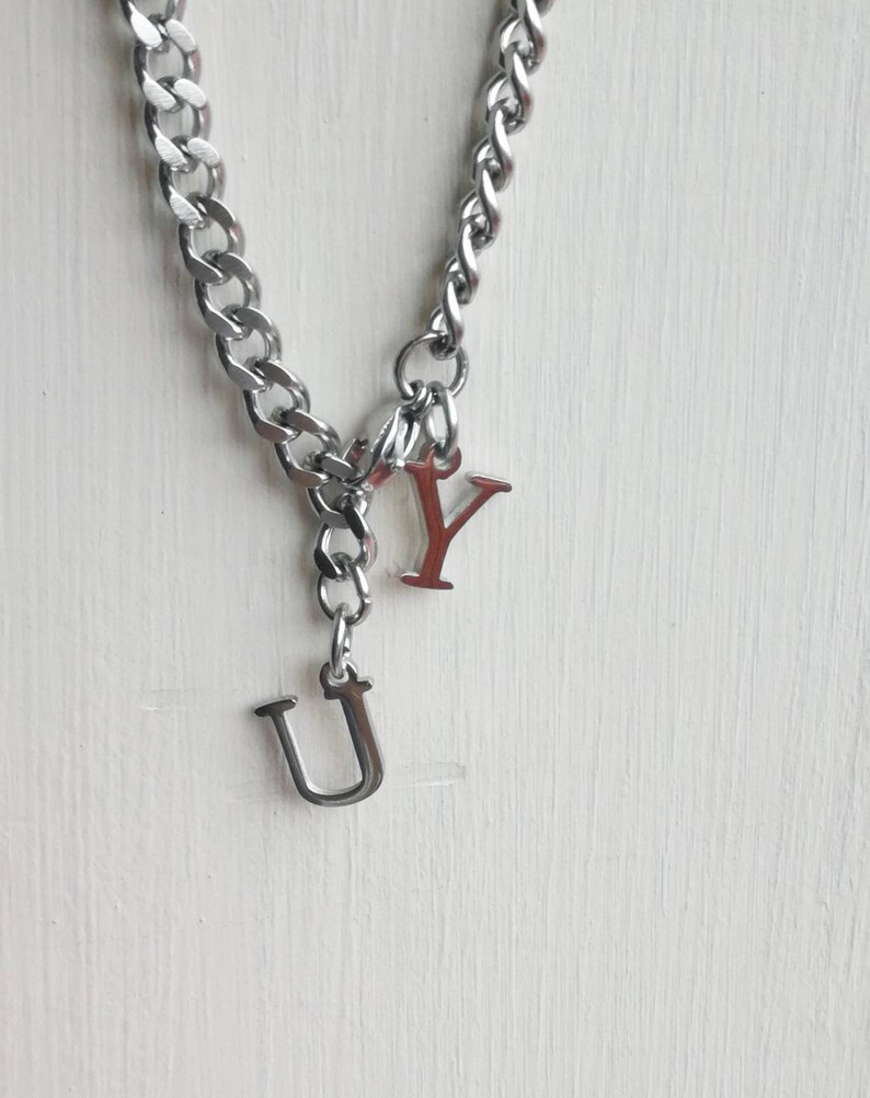 Custom Gold Double Initials Necklace Silver Two Letter Chunky - Etsy