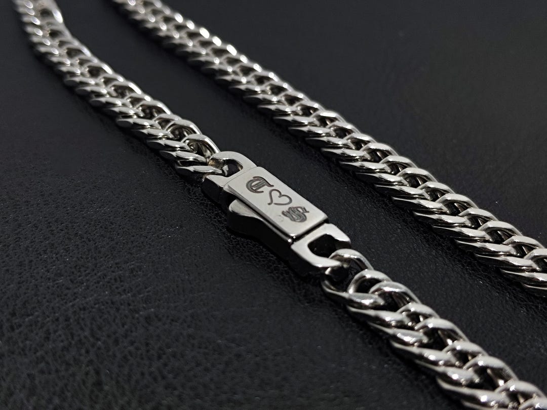Double Curb Chain Stainless Steel Necklace for Men | Premium Engravable ...