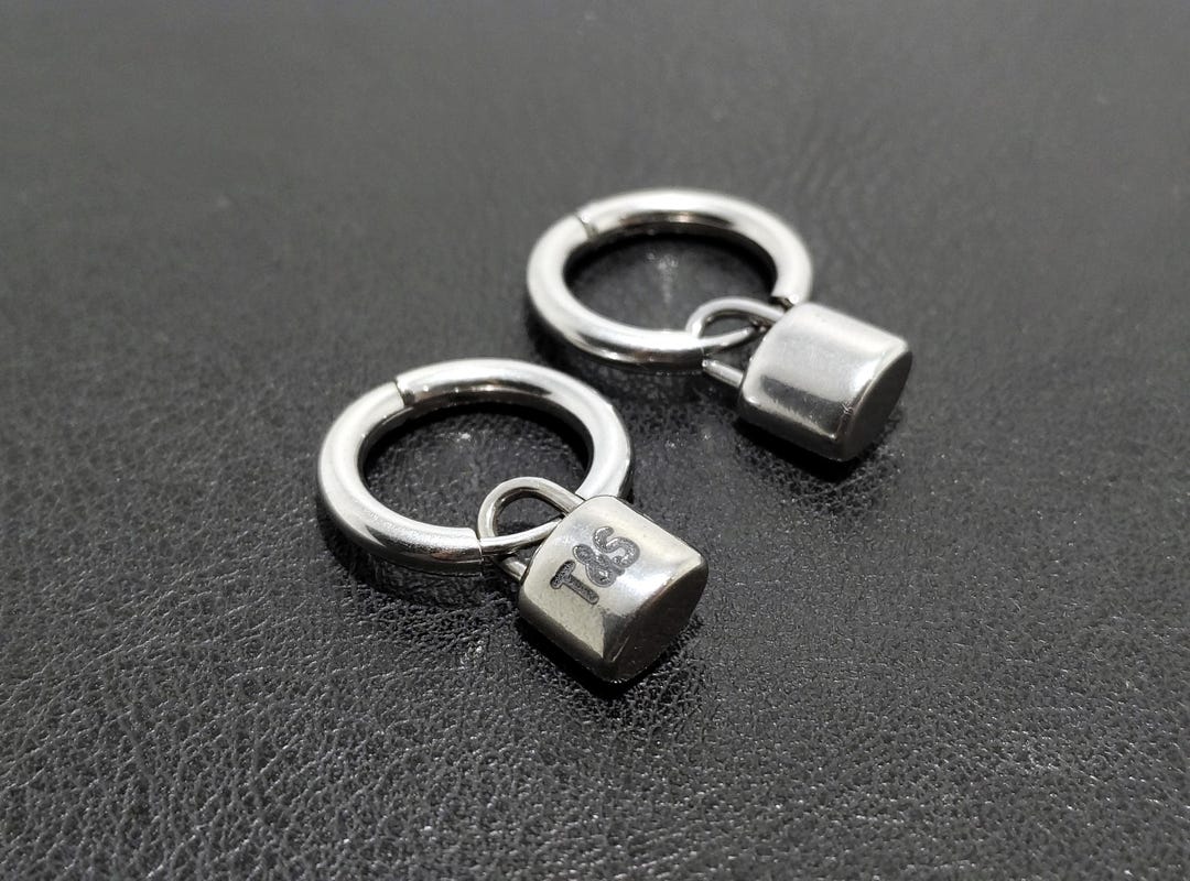 Custom Lock Hoop Earrings for Men Women | Stainless Steel Padlock ...