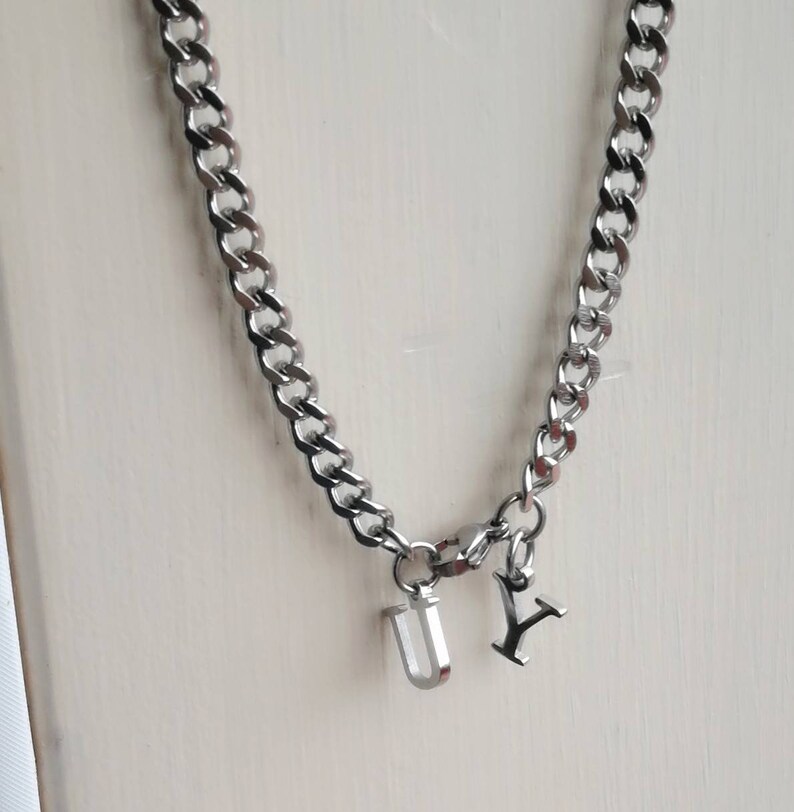 Custom Gold Double Initials Necklace Silver Two Letter Chunky - Etsy