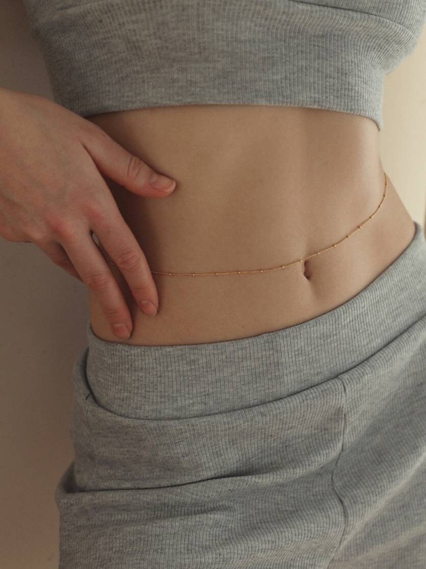 Simple Gold Satellite Beaded Belly Chain 925 Sterling Silver - Etsy