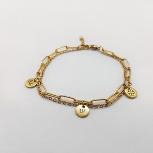Dainty Double Chain Bracelet Gold Dual Chain Bracelet Minimalist ...