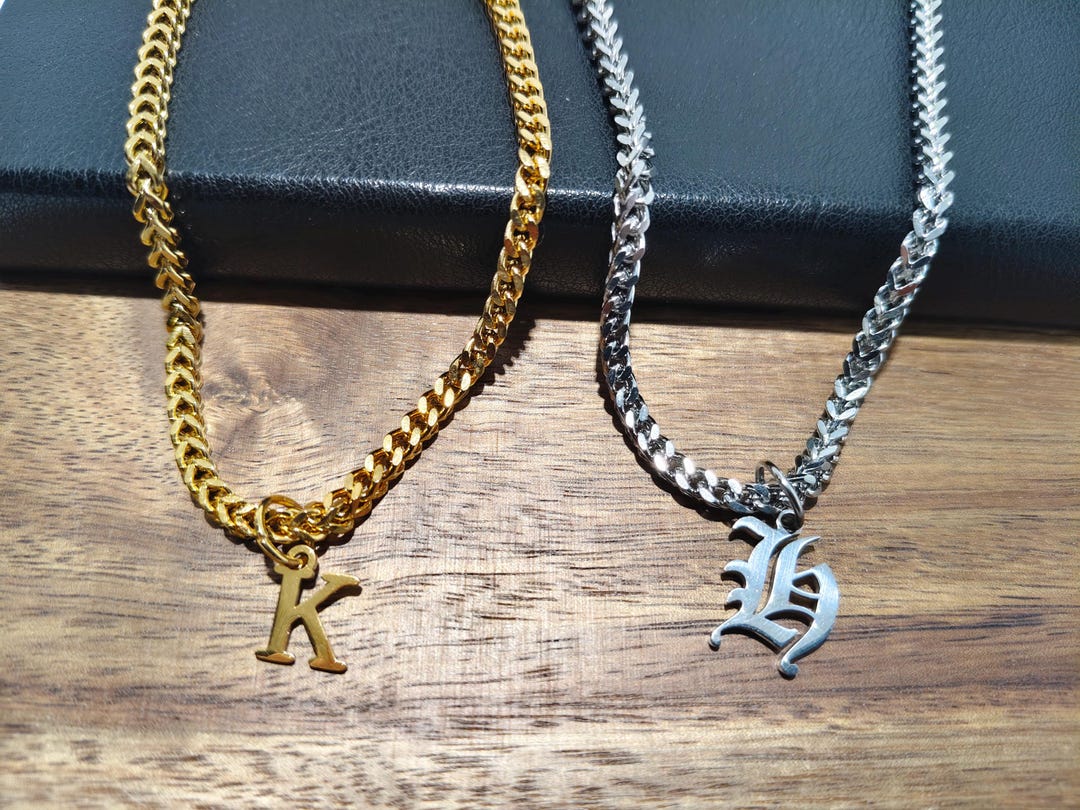Men Women Franco Chain Gothic Letter Pendant Necklace | Old English ...