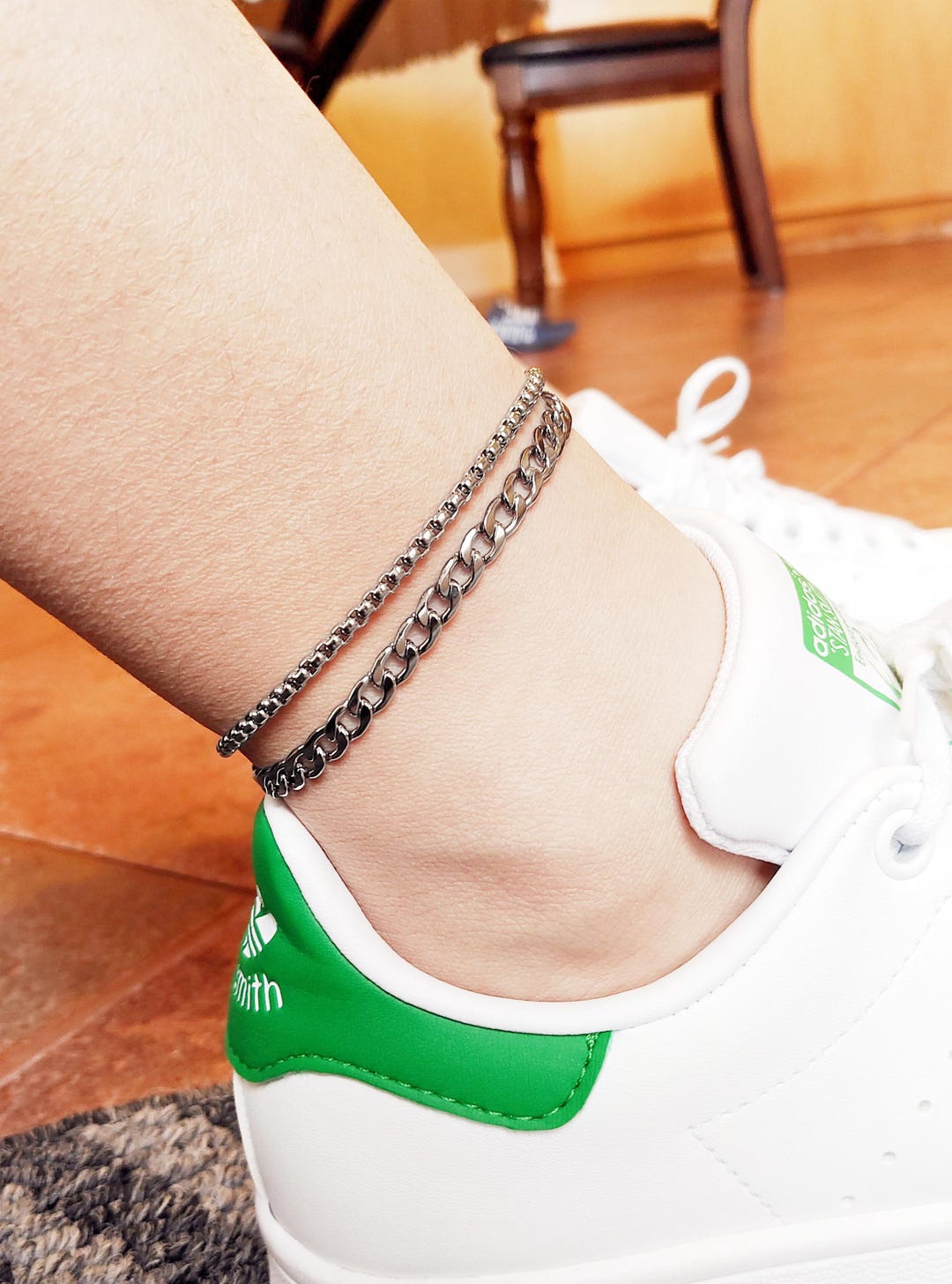 Personalized Layered Men Anklet | Women Silver Gold Box Curb Chain ...