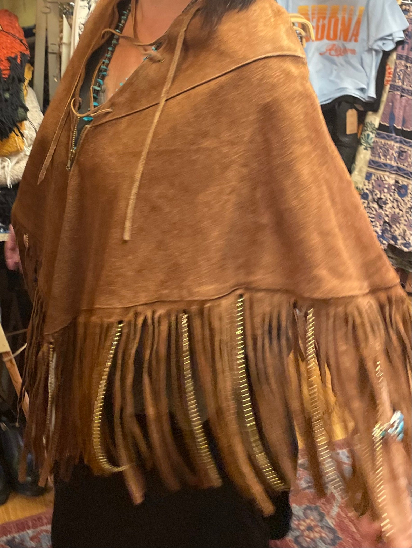 Incredible 1960s Suede Zipper Fringe Hippie Poncho With Gold - Etsy